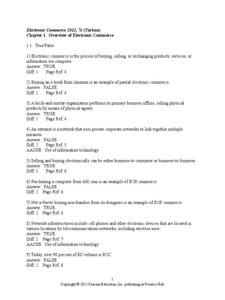 E - Commerce Chapter 1 Test Bank | PDF | E Commerce | Web 2.0