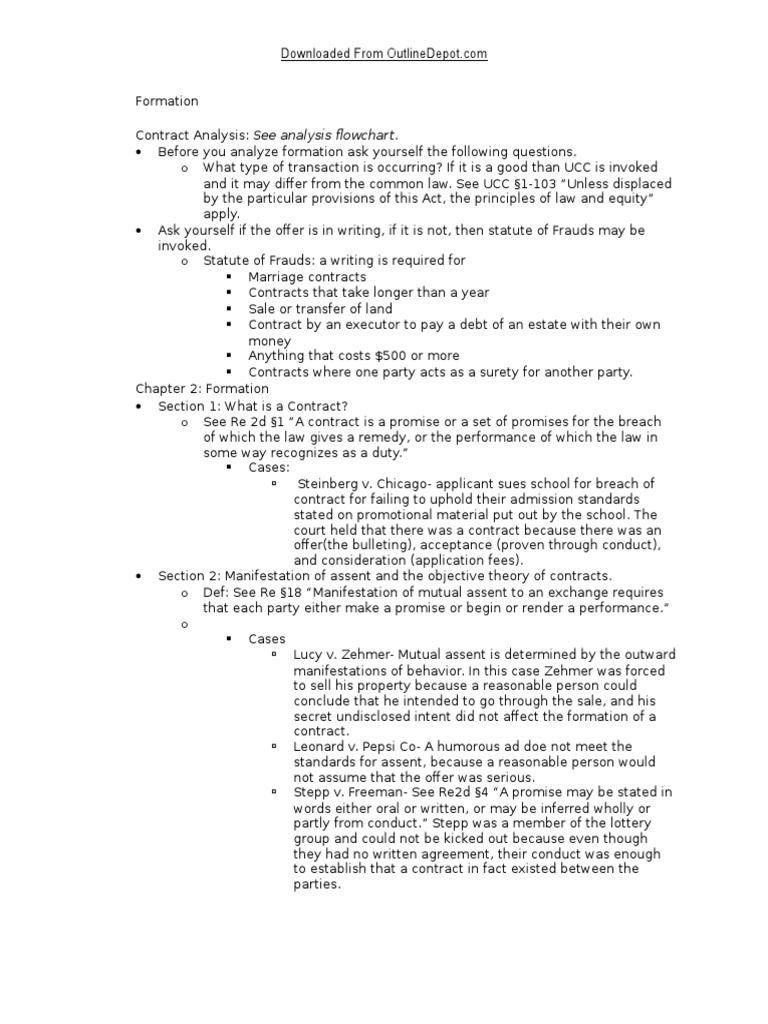 Contracts Outline (Whole Year) | PDF | Offer And Acceptance | Consideration