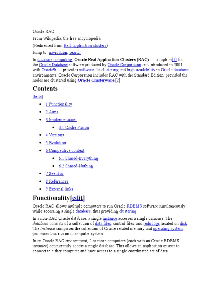 Real Application Clusters | PDF | Oracle Database | Software