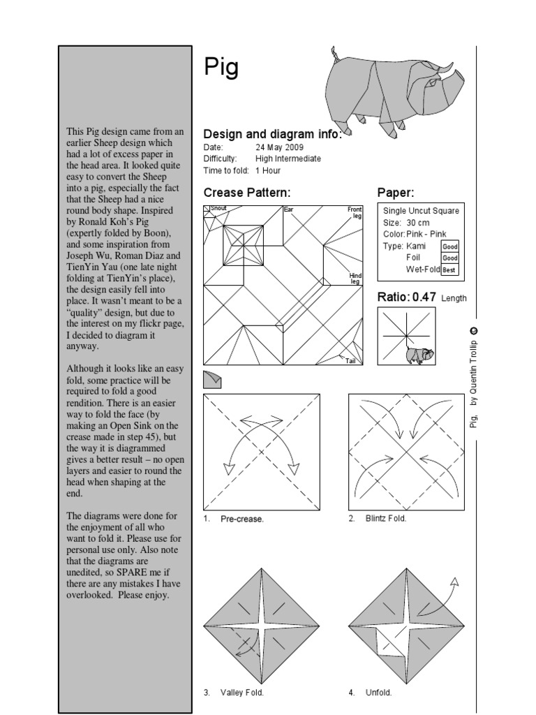 Step-by-Step Origami Pig Instructions | PDF | Nature