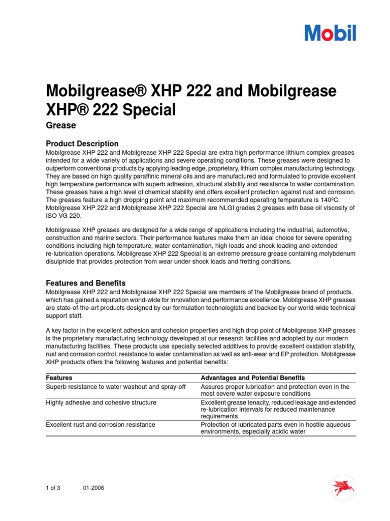 Mobilgrease Xhp 222 & Special PDS | Industries | Chemistry