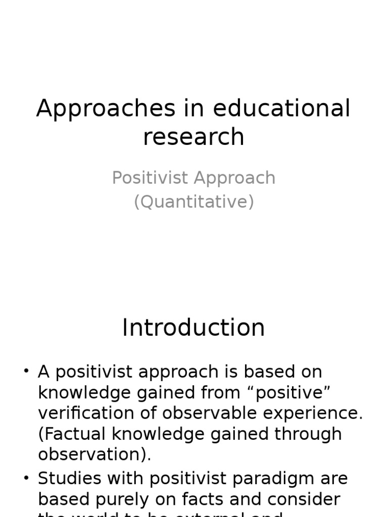 Positivist Approach in Research | PDF | Positivism | Quantitative Research