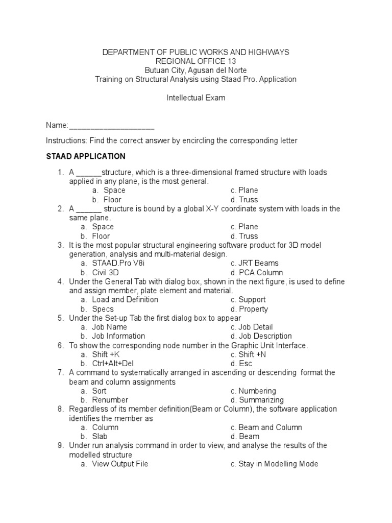 Structural Analysis Training Quiz | PDF | Structural Load | Structural ...