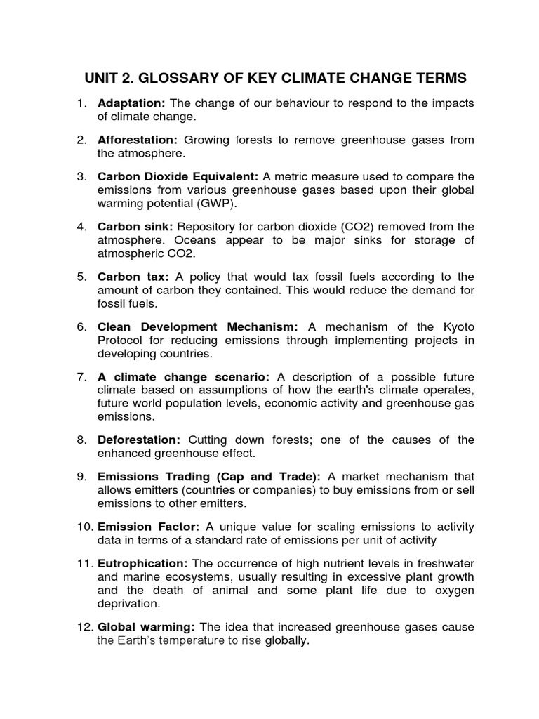 A Glossary of Key Climate Change Terms | PDF | Greenhouse Gas | Global ...