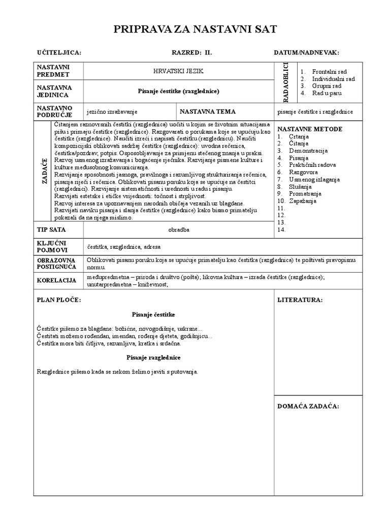 Priprema Jezicka Kultira Pisanje Cestitke I Razglednice | PDF