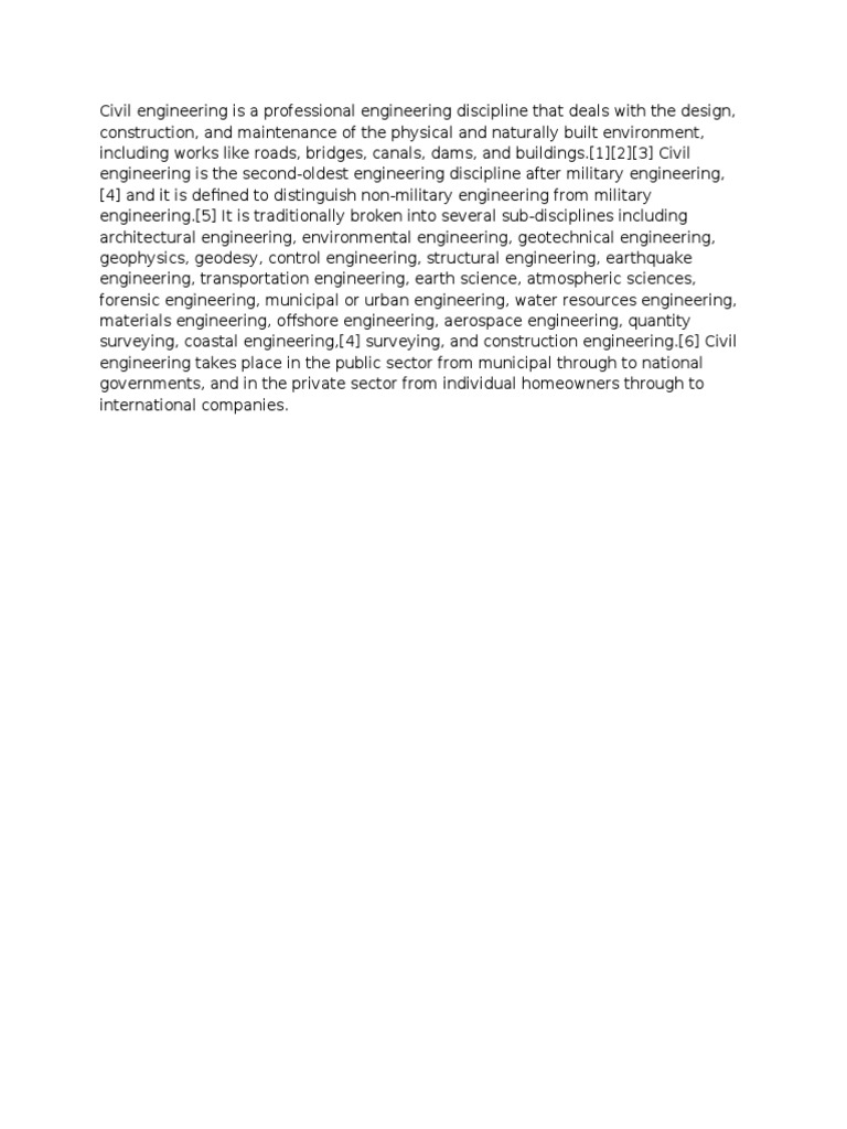 Overview of Civil Engineering Disciplines | PDF | Civil Engineering ...