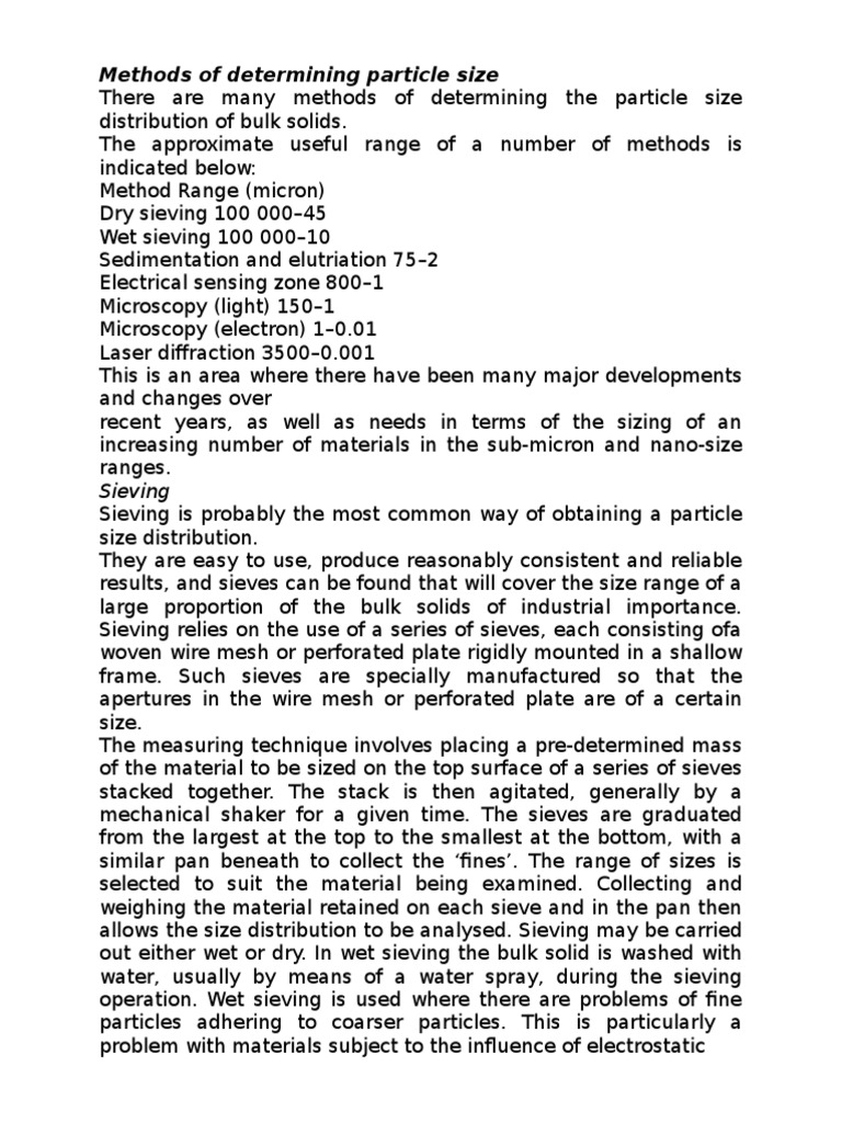 Methods of Determining Particle Size | PDF | Microscopy | Natural Philosophy