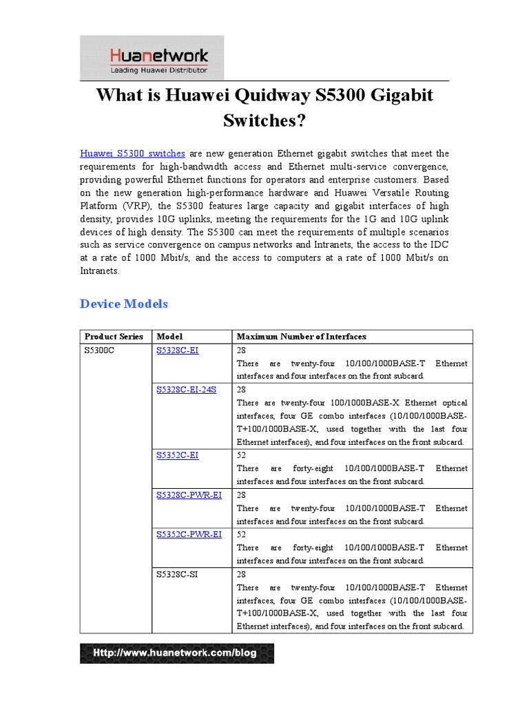 Overview of Huawei S5300 Switch Models | PDF | Hard Disk Drive | Solid ...