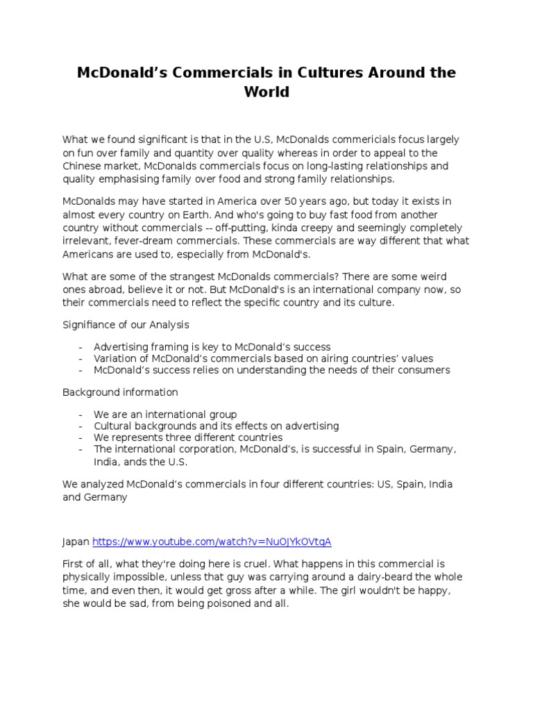 MC Donald | PDF | Television Advertisement | Nonverbal Communication