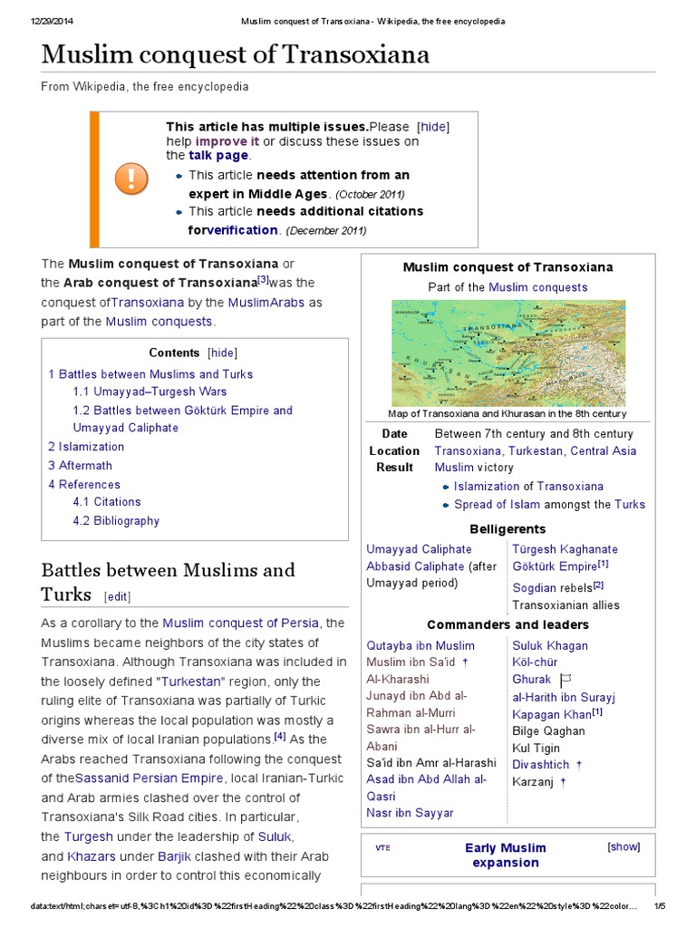 Muslim Conquest of Transoxiana | PDF | Muslim Conquests | Central Asia