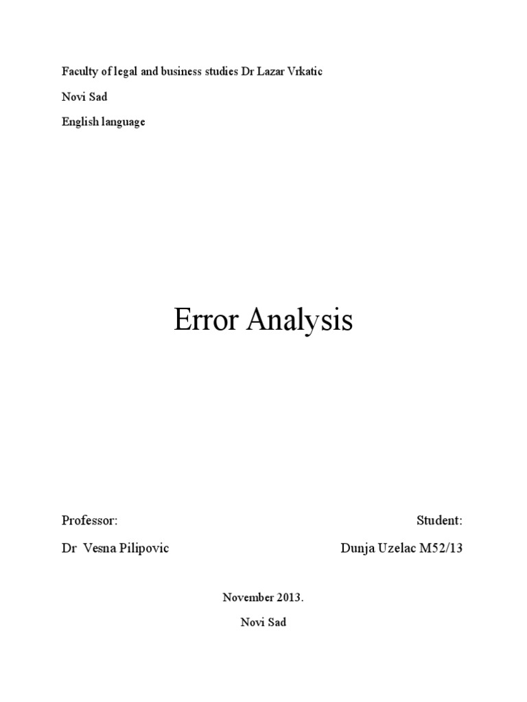 Error Analysis | PDF | Second Language | Second Language Acquisition
