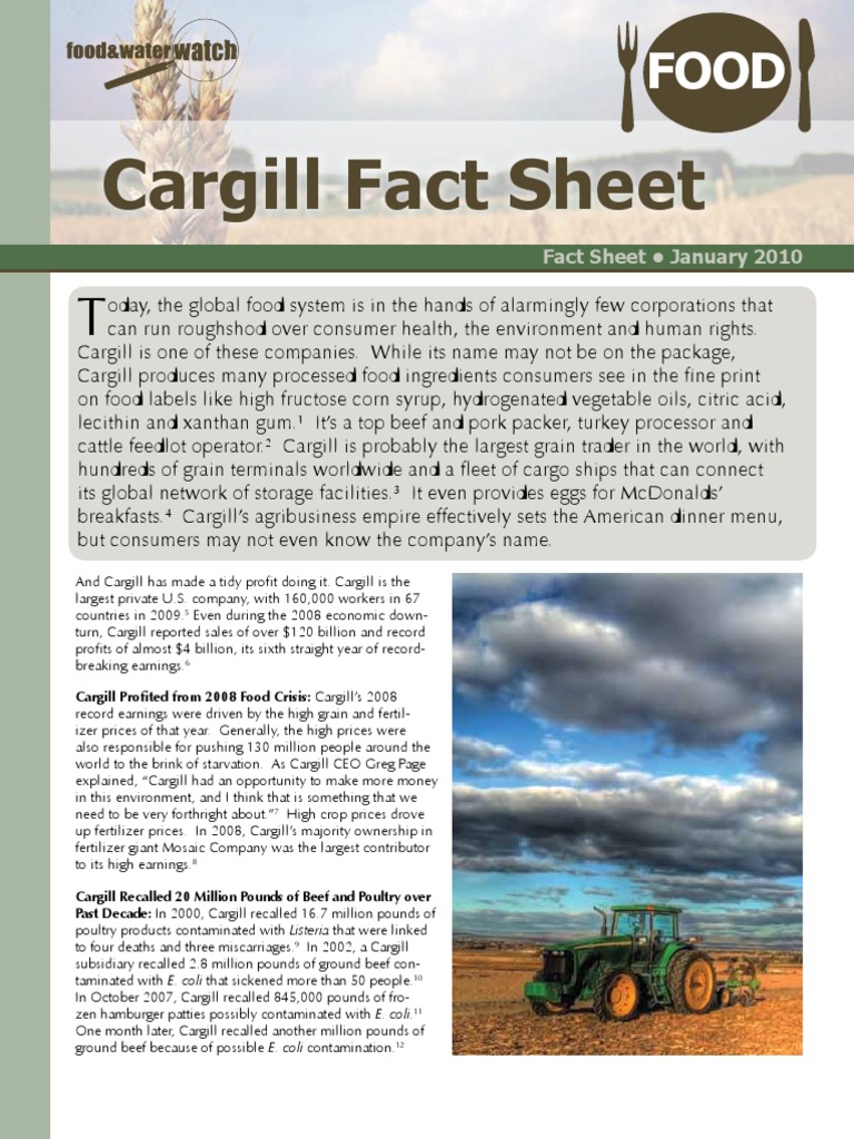 Cargill Fact Sheet | PDF | Farmer | Soybean