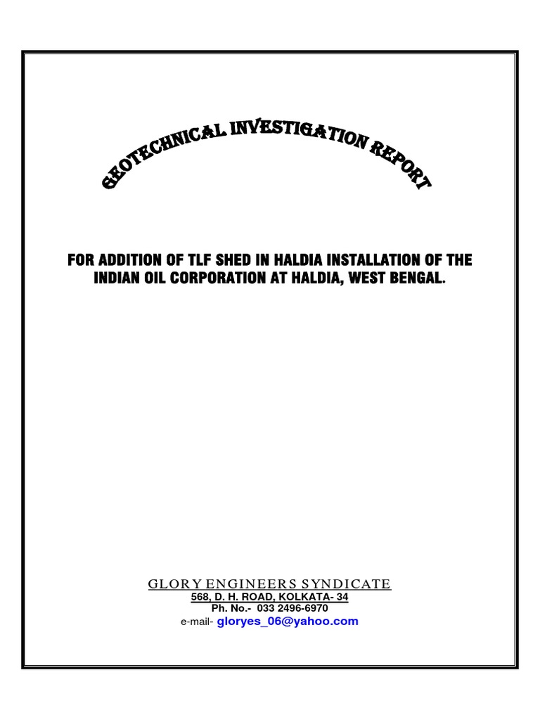 Soil Investigation Report Haldia-A For TLF Construction | PDF ...
