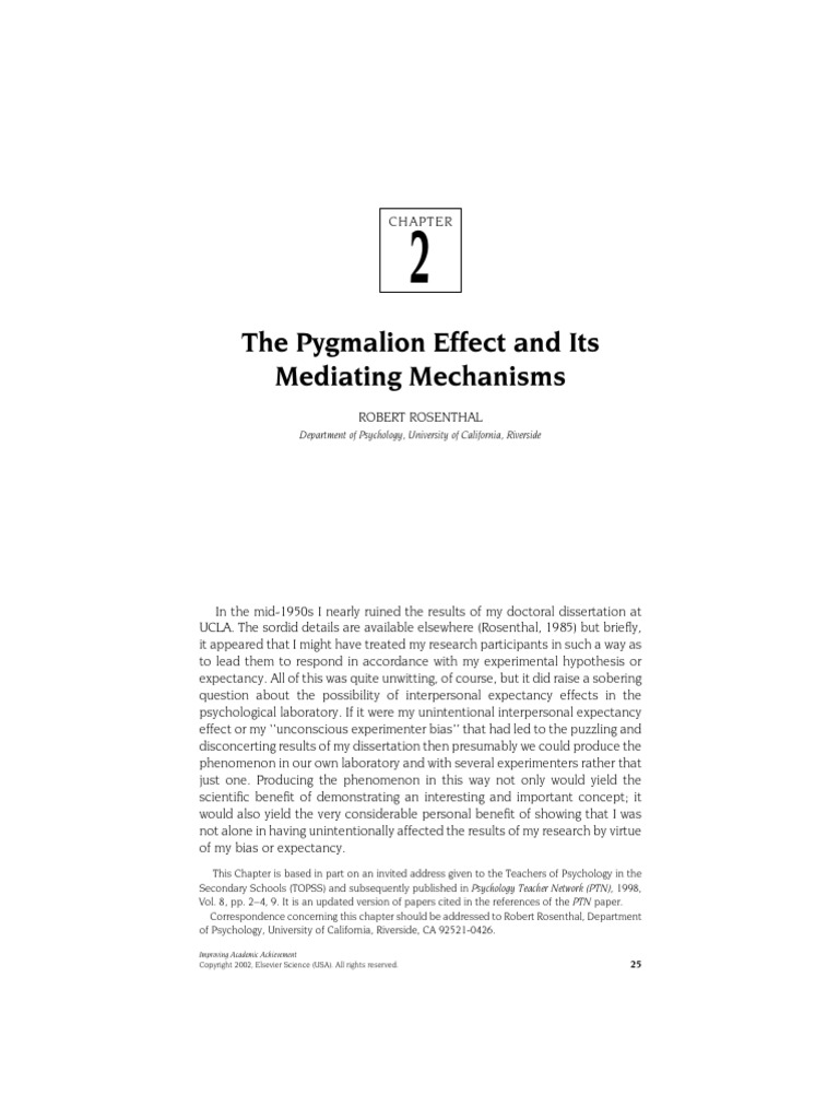 Rosenthal Pygmalion Effect | PDF | Experiment | Intelligence Quotient