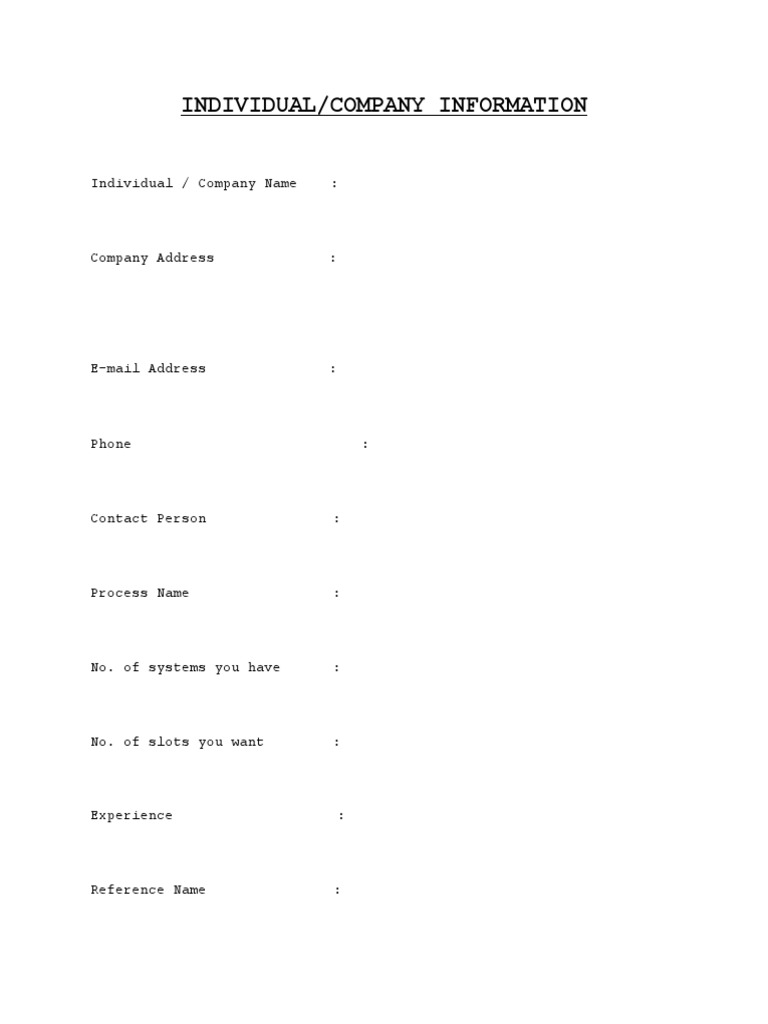 Company Information Form Template | PDF