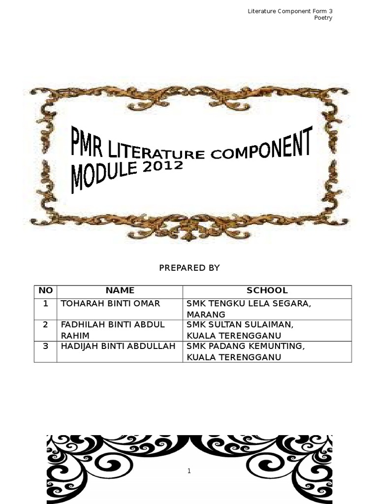 PMR Poems - Notes and Exercises (MS Word) | PDF | Poetry | Linguistics