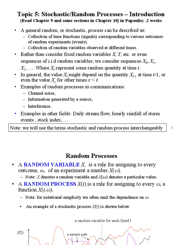 Topic 5 - Intro To Random Processes | PDF | Stationary Process | Stochastic Process