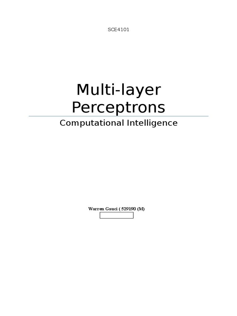 Multi-Layer Perceptrons | PDF | Artificial Neural Network | Applied Mathematics