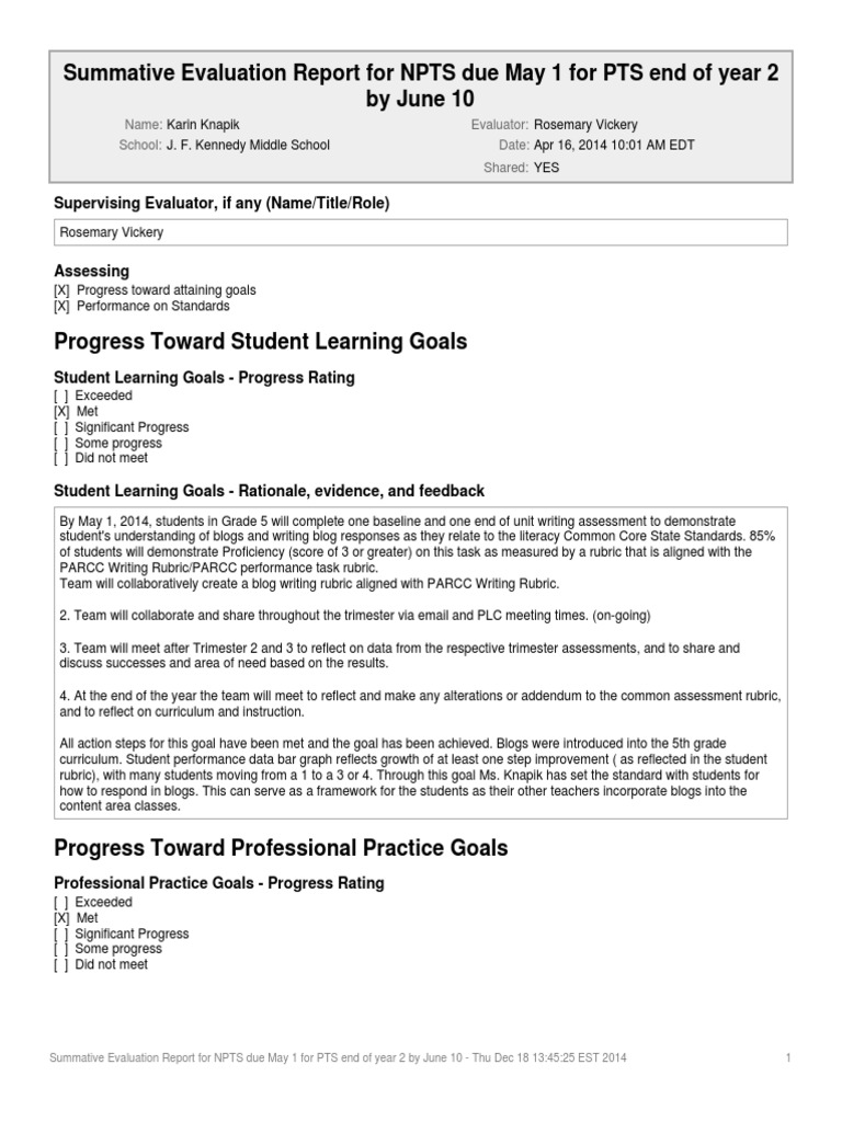 Summative Evaluation Report For 2014 | PDF | Educational Assessment ...