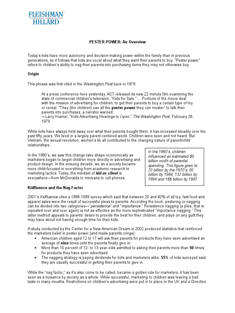 PESTER POWER: An Overview | PDF