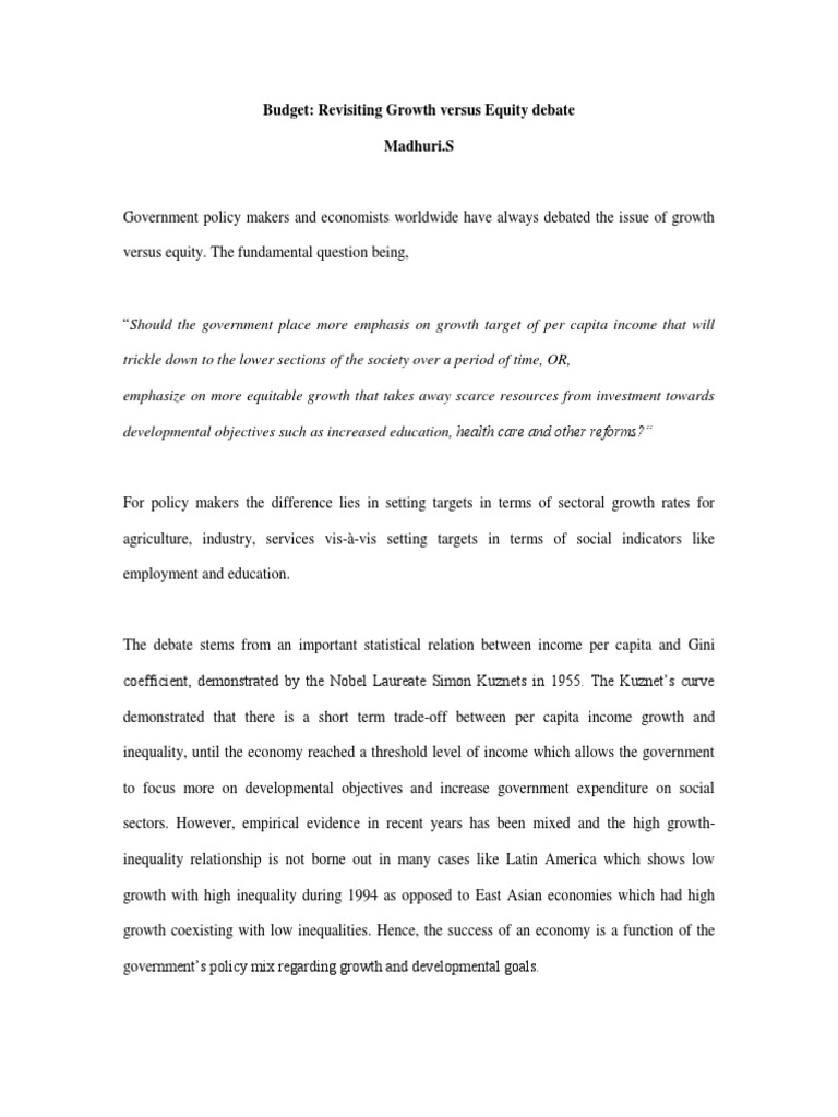 Growth Versus Equity | Download Free PDF | Fiscal Policy | Economic ...