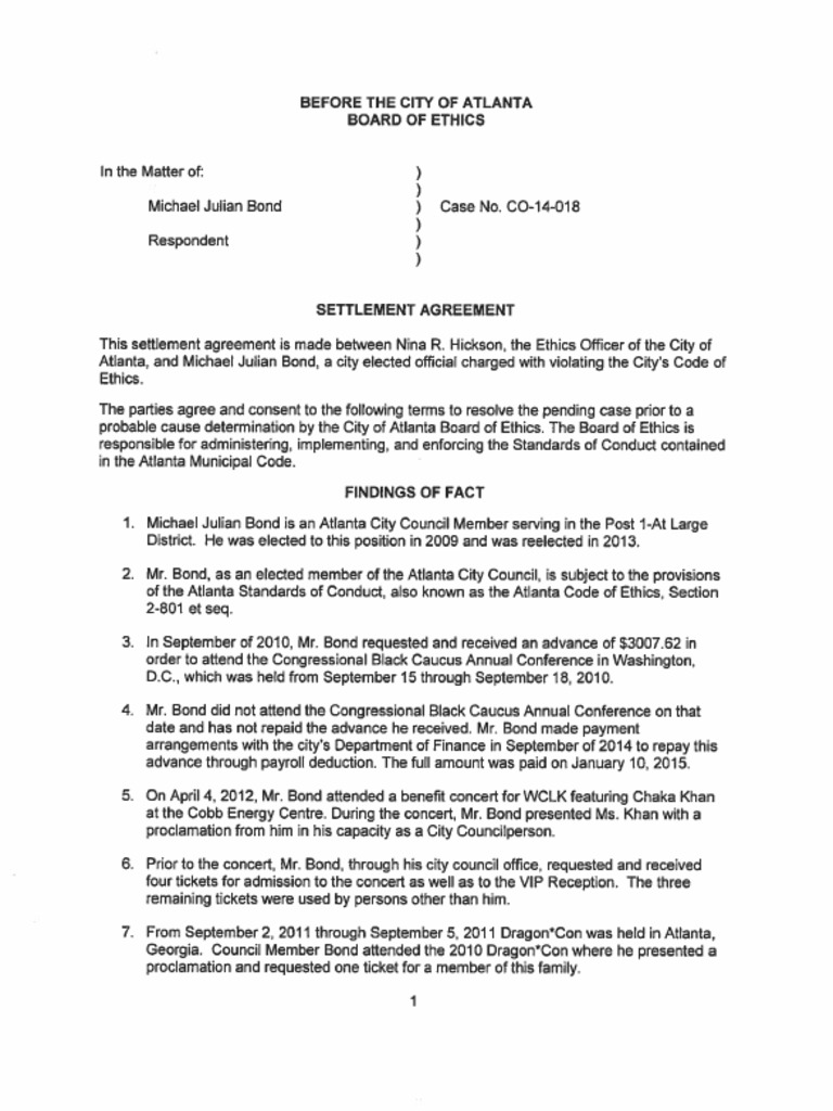 Atlanta City Councilman Michael Julian Bond - Proposed Ethics ...