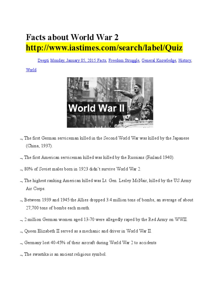 Facts About World War 2 | PDF | World War II | Airborne Forces