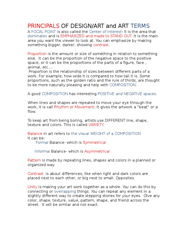 Principles of Design and Art Terms | PDF