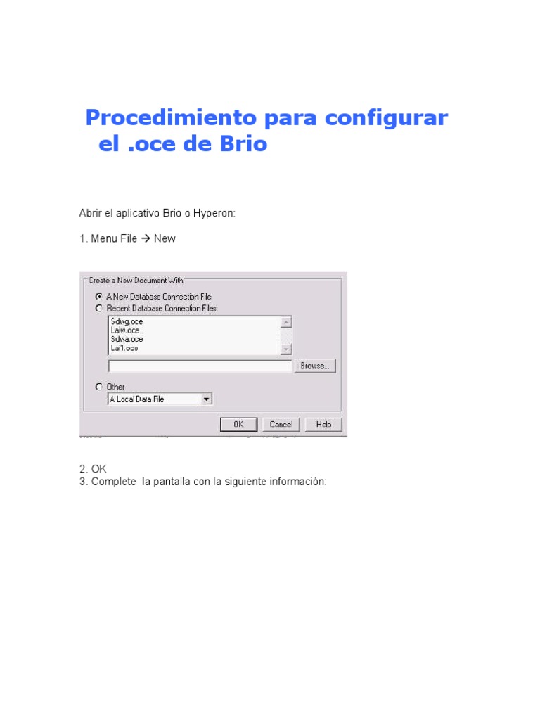 Configuración de .oce en Brio | PDF | Negocios | Informática
