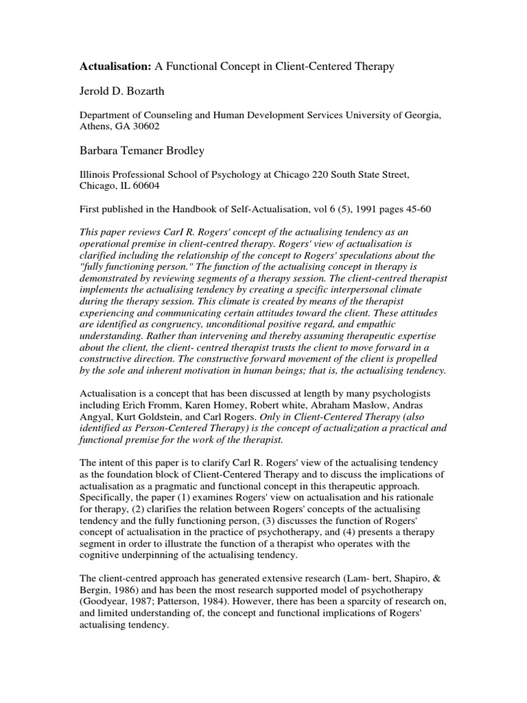 Understanding Rogers' Actualizing Tendency | PDF | Self Actualization ...