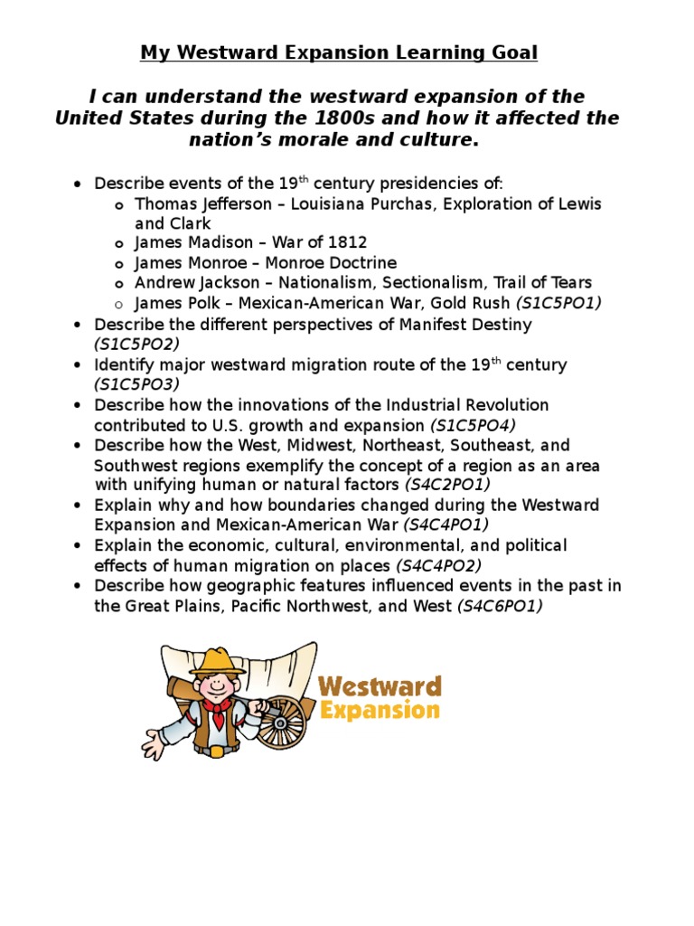 My Westward Expansion Learning Goal | PDF | The United States | North ...