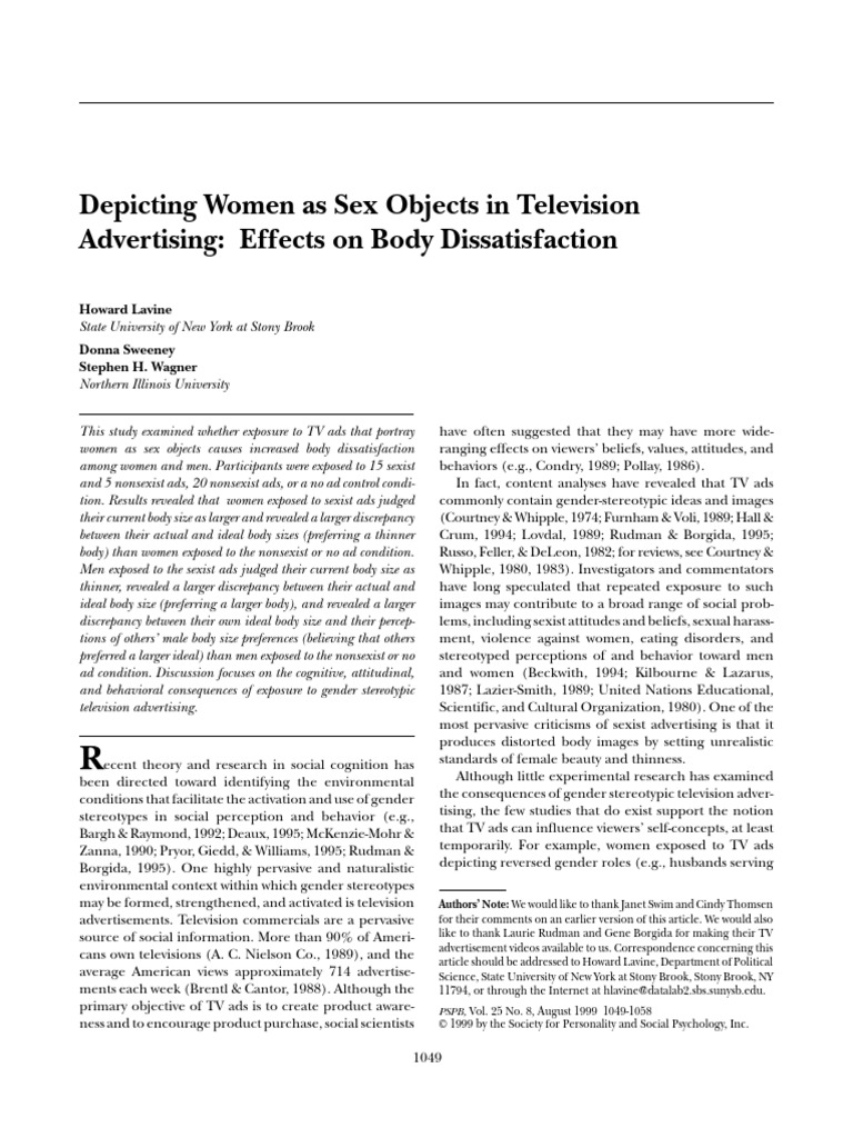 Depicting Women As Sex Objects in Television | PDF | Sexism | Body Image