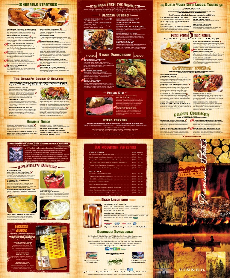 Bugaboo Creek Steak House - Dinner | PDF | Potato Chip | French Fries