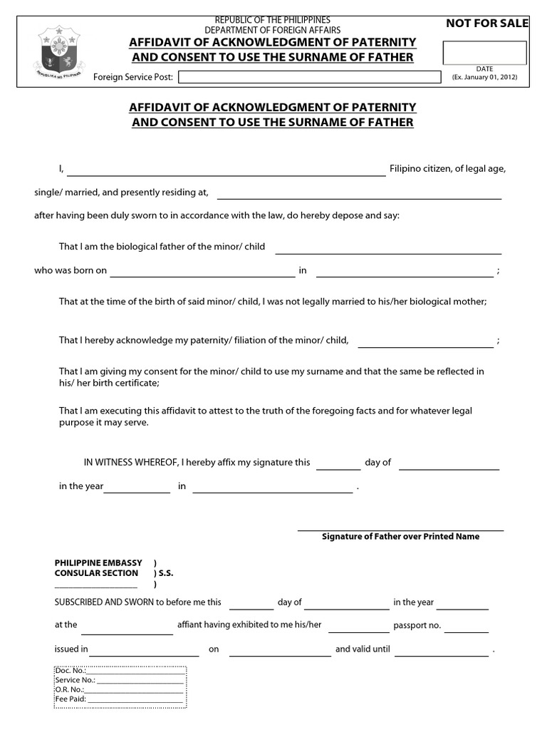 Affidavit of Acknowledgment of Paternity PDF | PDF