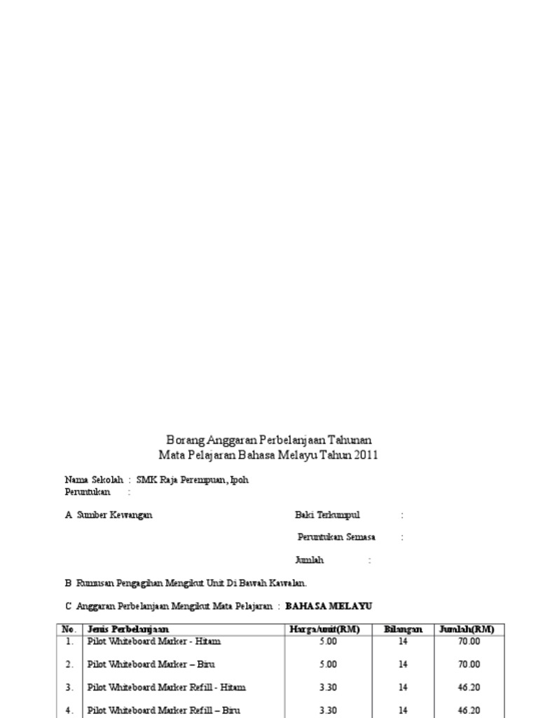 Anggaran Perbelanjaan Panitia | PDF | Kajian Bahasa Asing