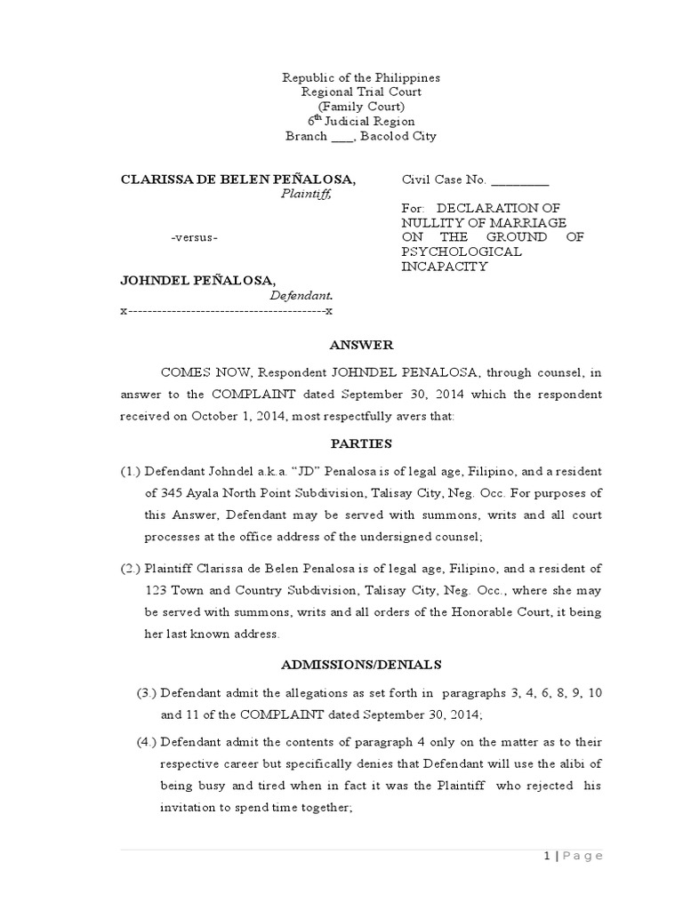 Answer To The Complaint (Final) | PDF | Summons | Complaint