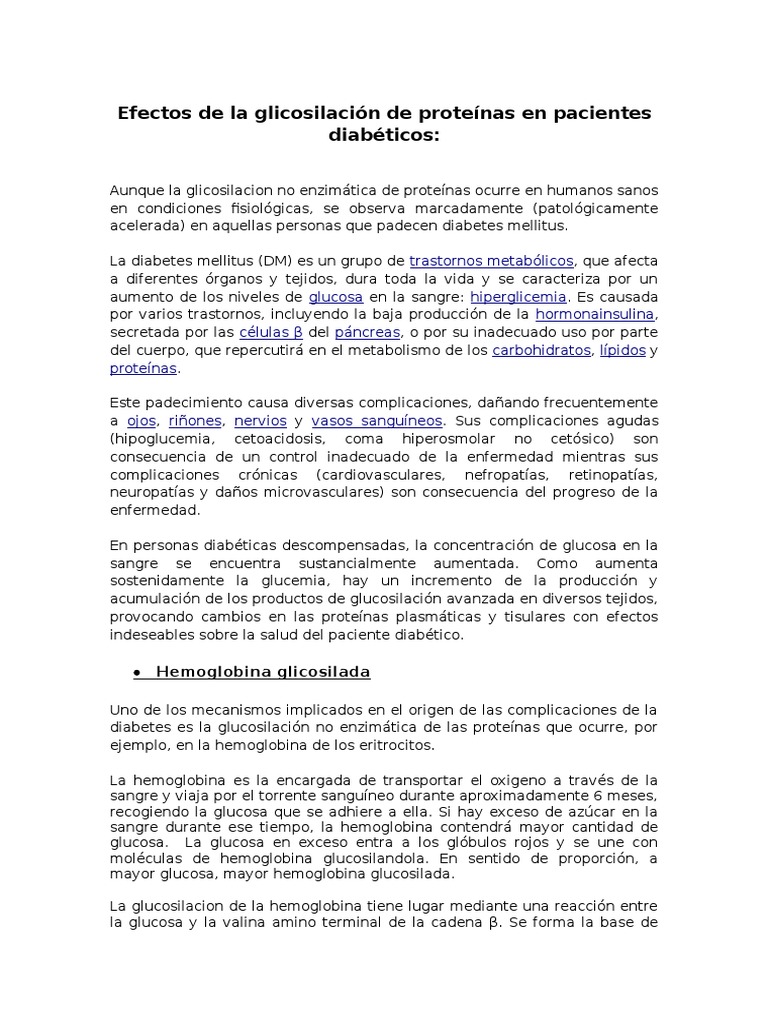 Glicosilación de Proteínas | PDF | Diabetes mellitus | Sangre