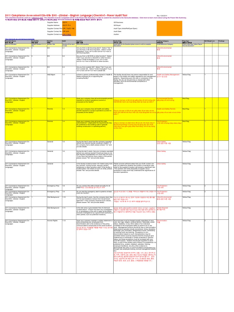 EHS Audit Report.xls | Occupational Safety And Health | Occupational ...