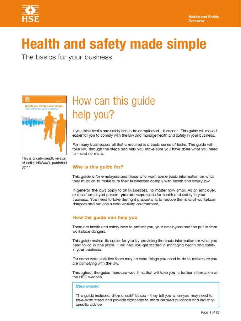 Health and Safety Made Simple - The Basics For Your Business . | PDF