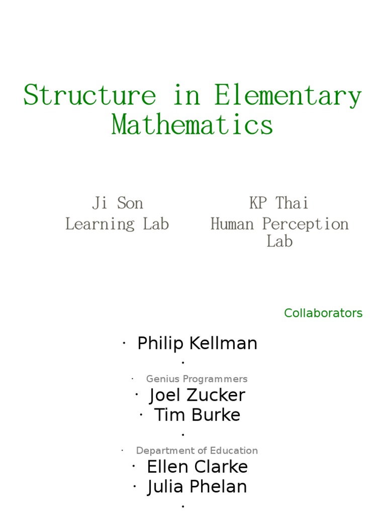 Structure in Elementary Mathematics | PDF | Equations | Neuropsychology