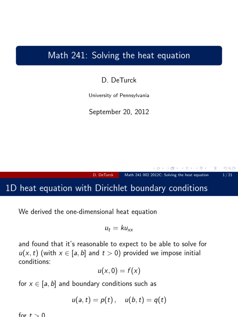 Solving The Heat Equation | PDF | Sine | Boundary Value Problem