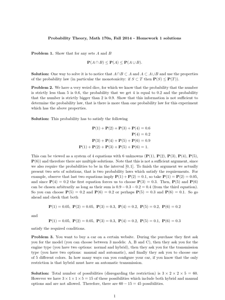 Probability Solution | PDF | Probability | Automatic Transmission