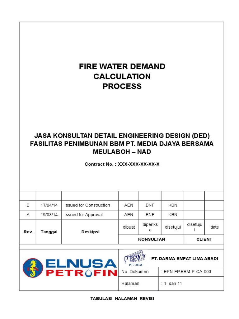 Epn-Fp - bbm-p-CA-003 Fire Water Demand Rev 0. | PDF