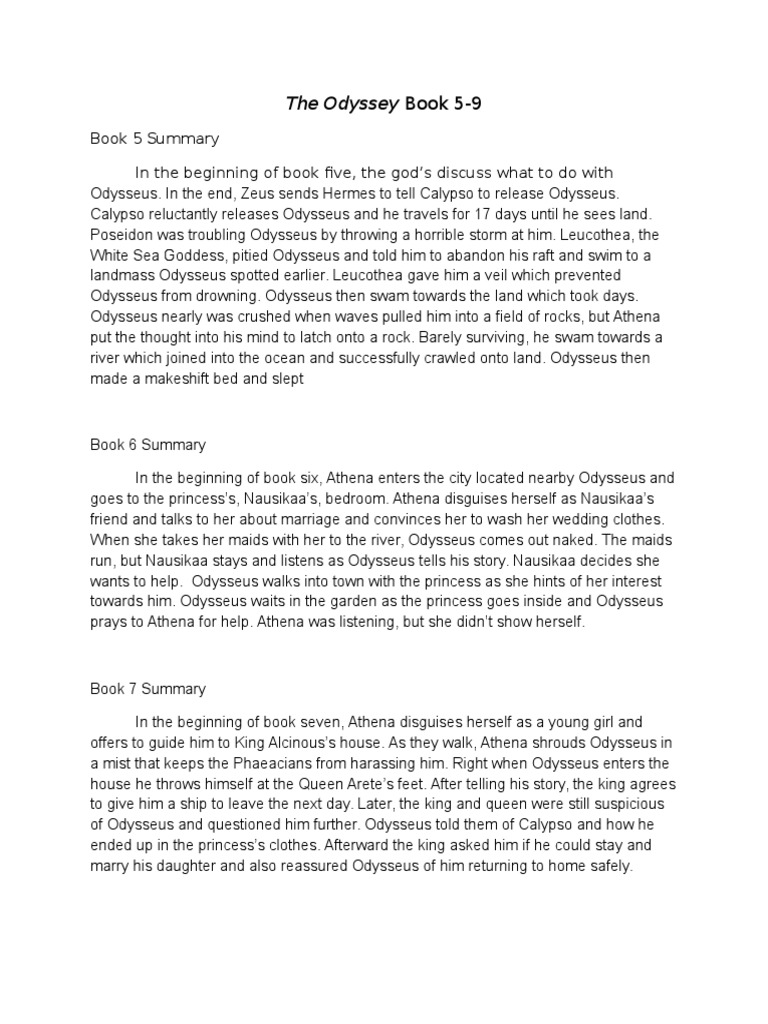 The Odyssey Book 5-9 Summary | PDF | Odysseus | Odyssey