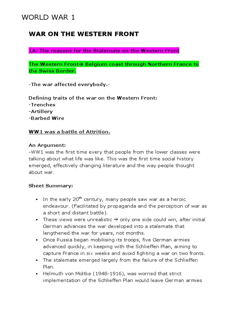 Stalemate on the Western Front in WW1 | PDF | Trench Warfare | Battle ...