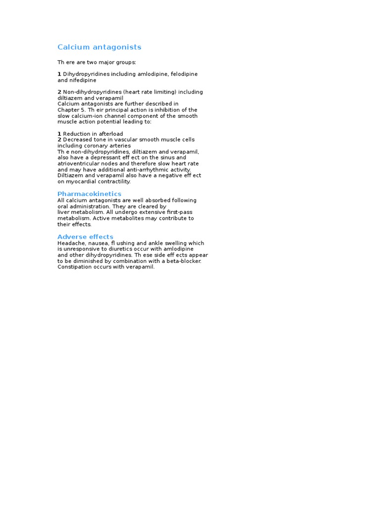 Overview of Calcium Antagonists | PDF | Science & Mathematics