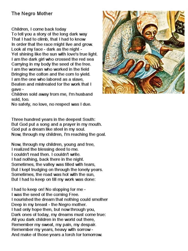 The Negro Mother Poem Y5 | PDF