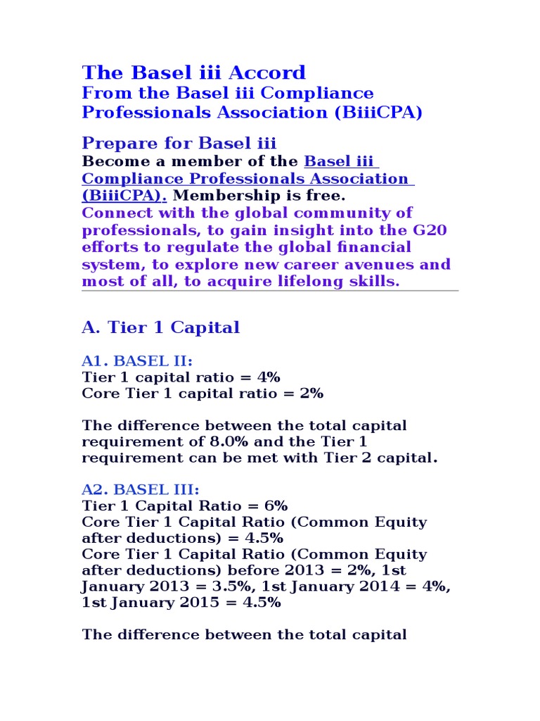 From The Basel Iii Compliance Professionals Association (Biiicpa) | PDF ...