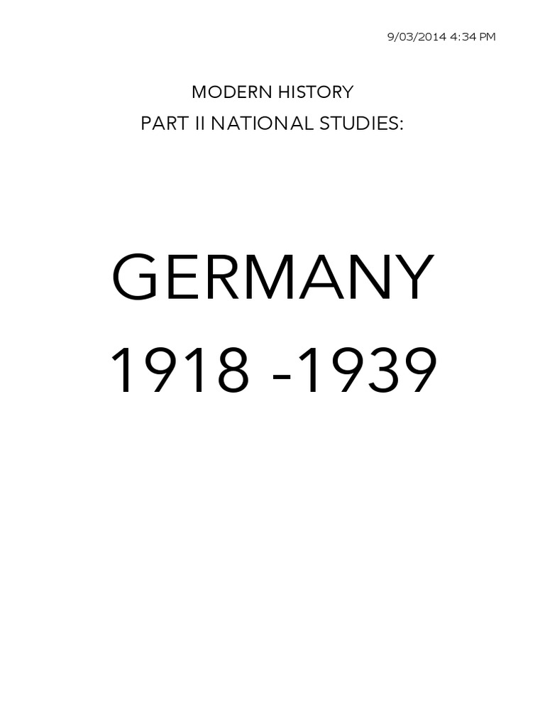 Germany 1918 - 1939: Part Ii National Studies | PDF | Weimar Republic ...