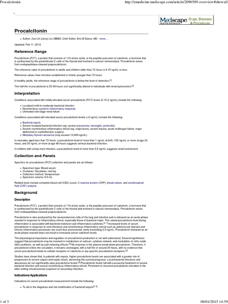Procalcitonin: Reference Range